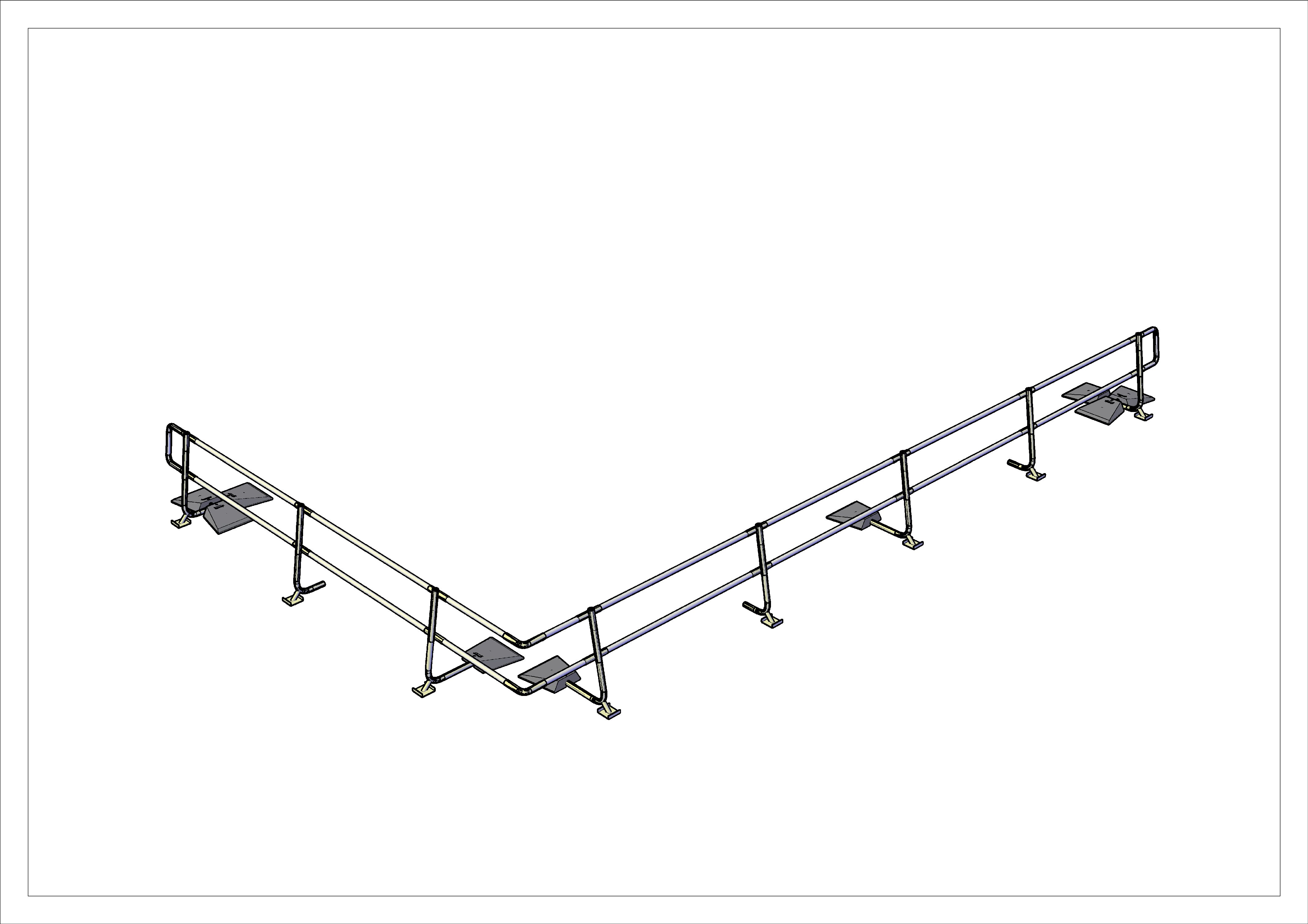 Roof Edge Protection System L Shape With 2 Freestanding Ends