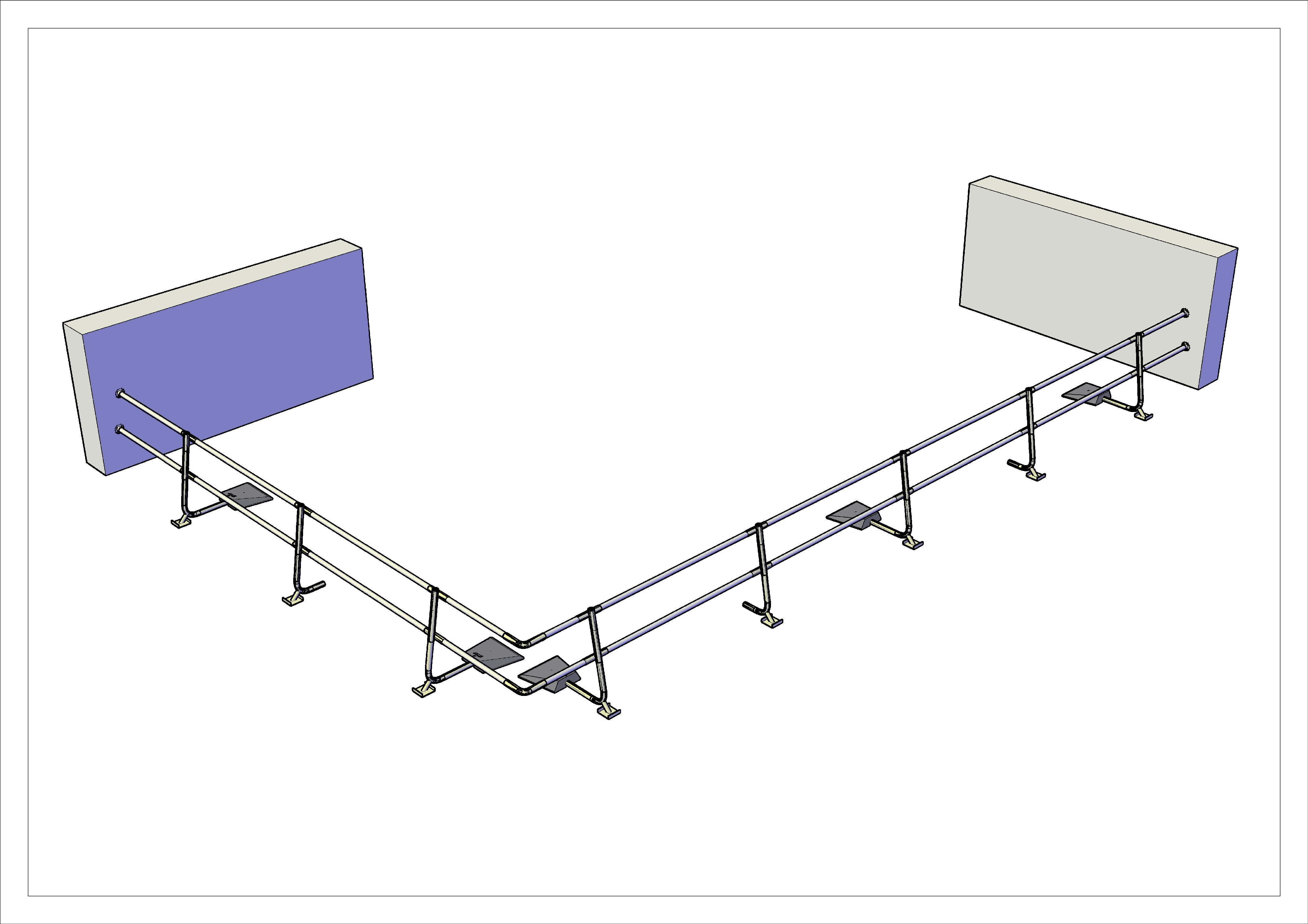 Roof Edge Protection Freestanding L Shape System - 2 Fixed Ends