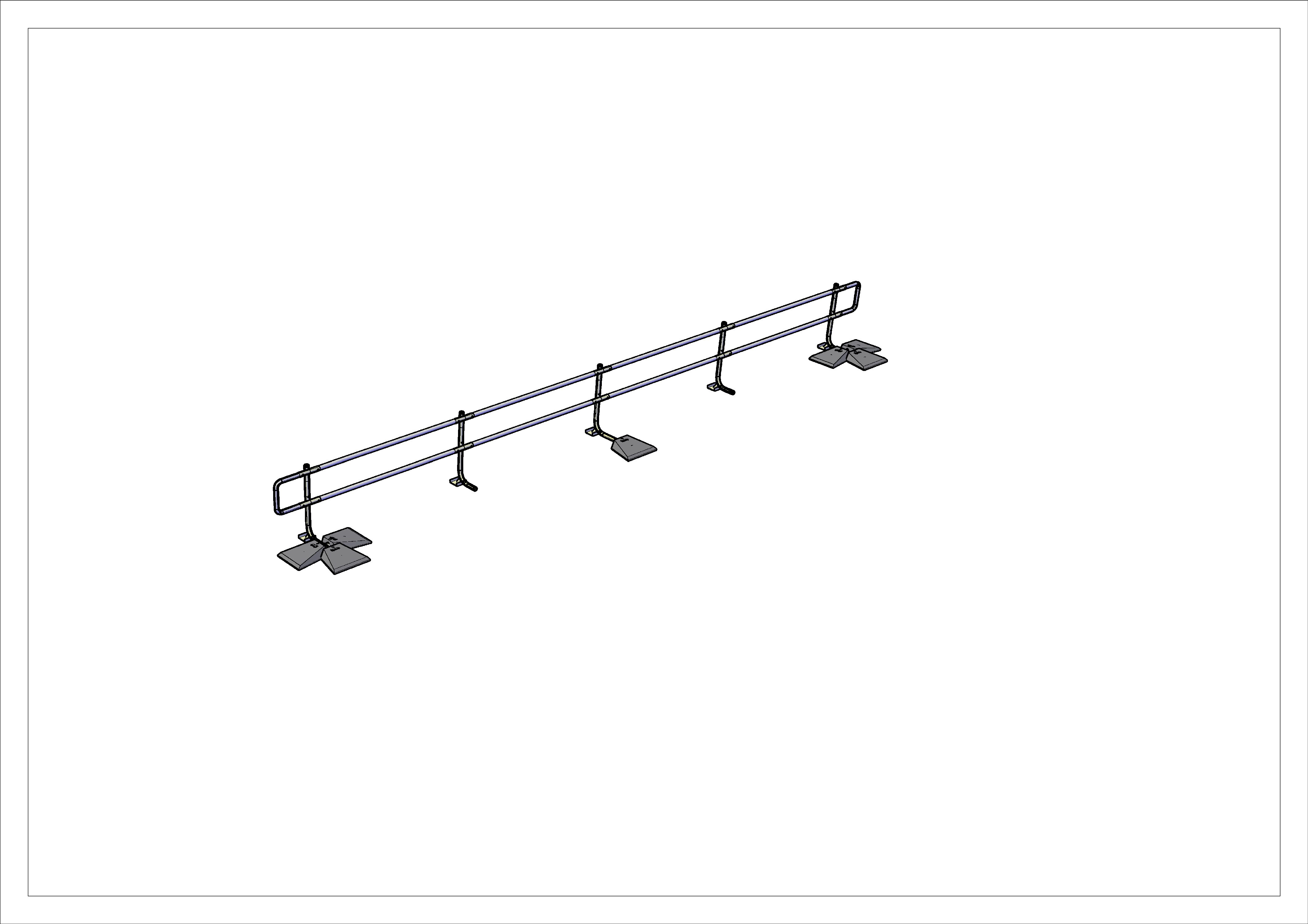 Roof Edge Protection - Straight System With 2 Freestanding Ends