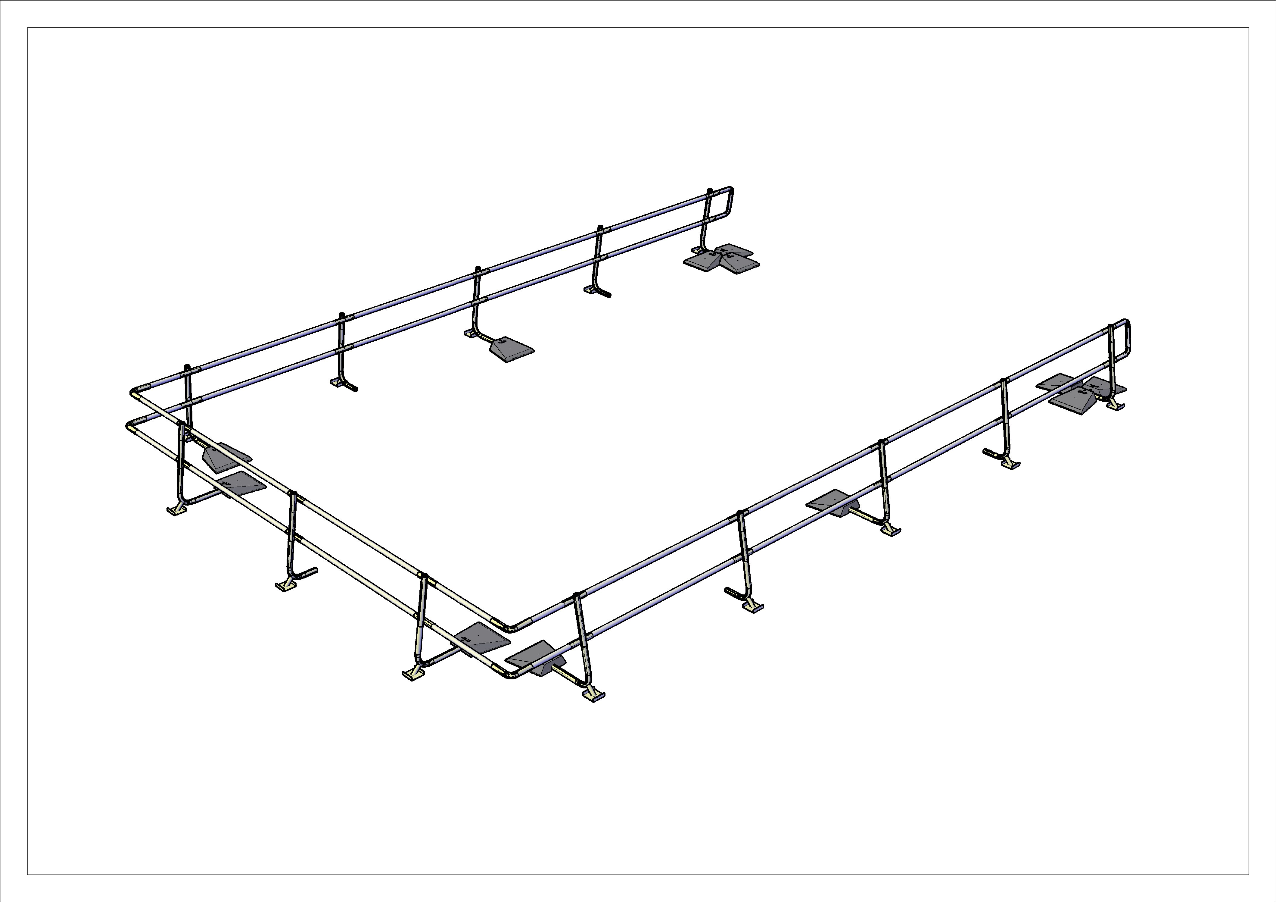 Roof Edge Protection System - U Shape With 2 Freestanding Ends