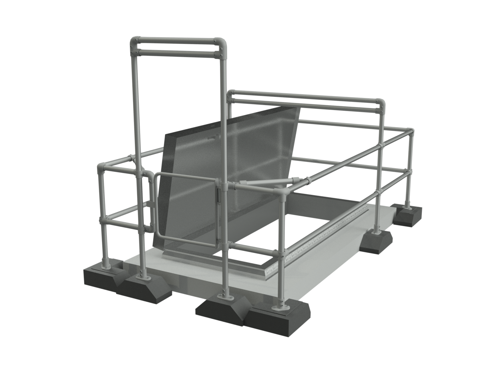 Roof Hatch Guardrail System With Self Closing Gate Double Bay