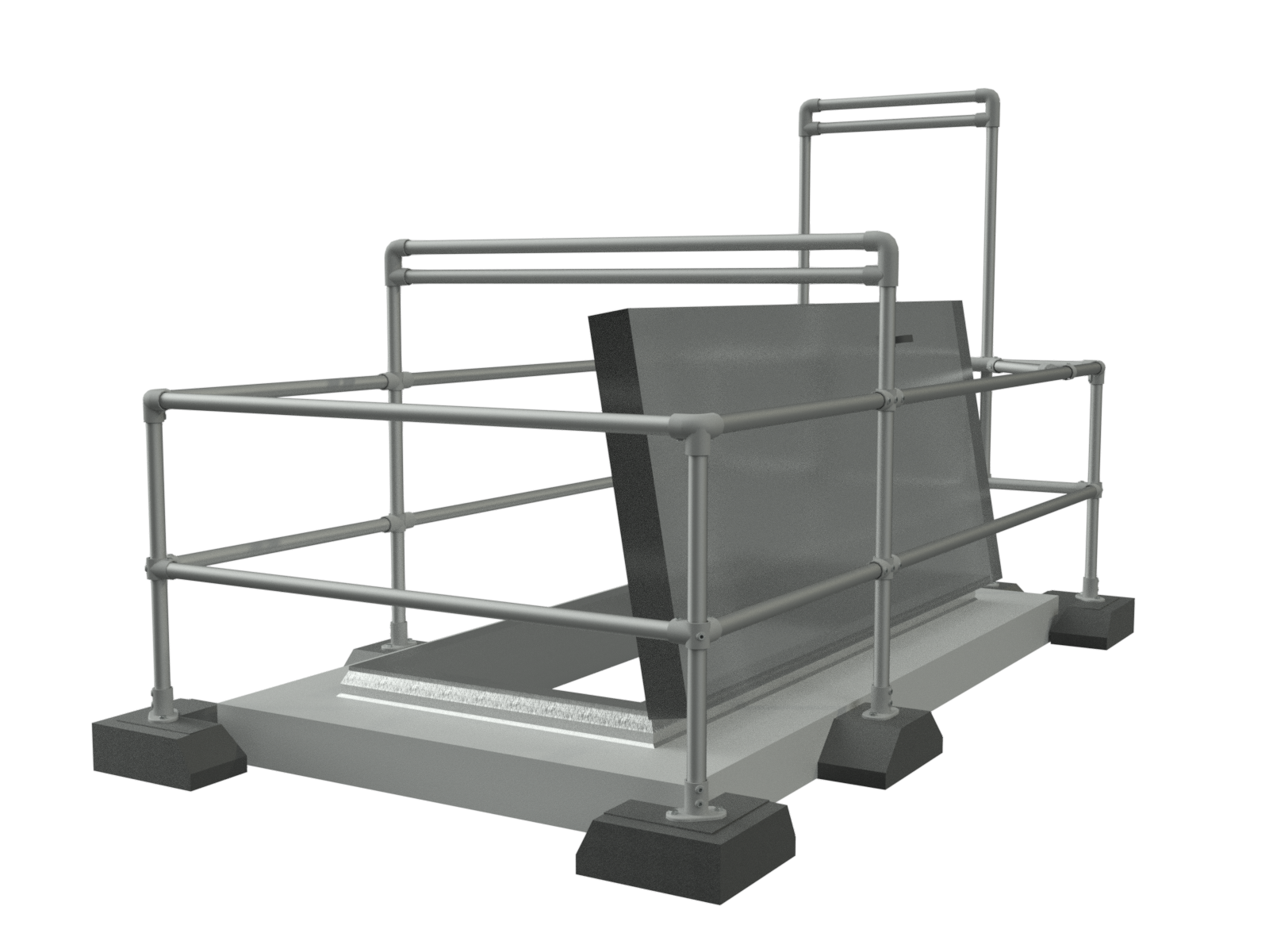 Roof Hatch Guardrail System With Self Closing Gate Double Bay