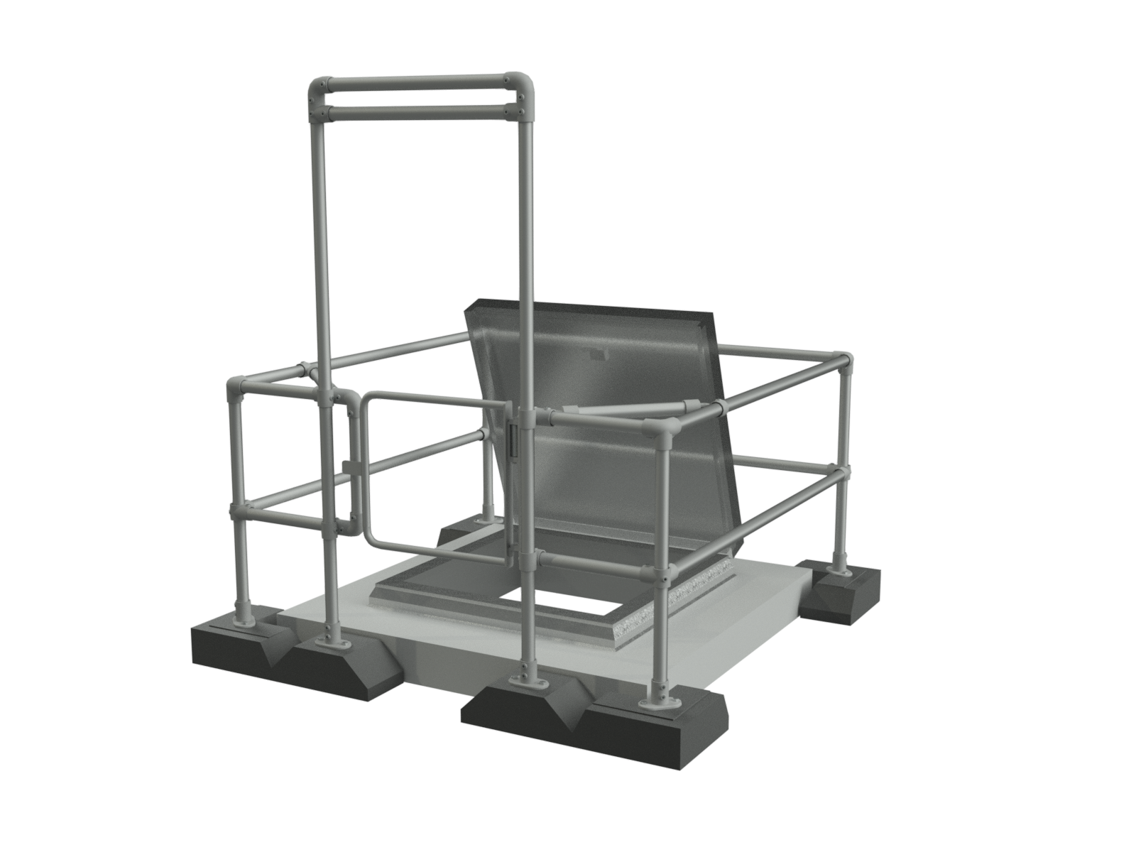 Roof Hatch Guardrail System With Self Closing Gate Single Bay Kit