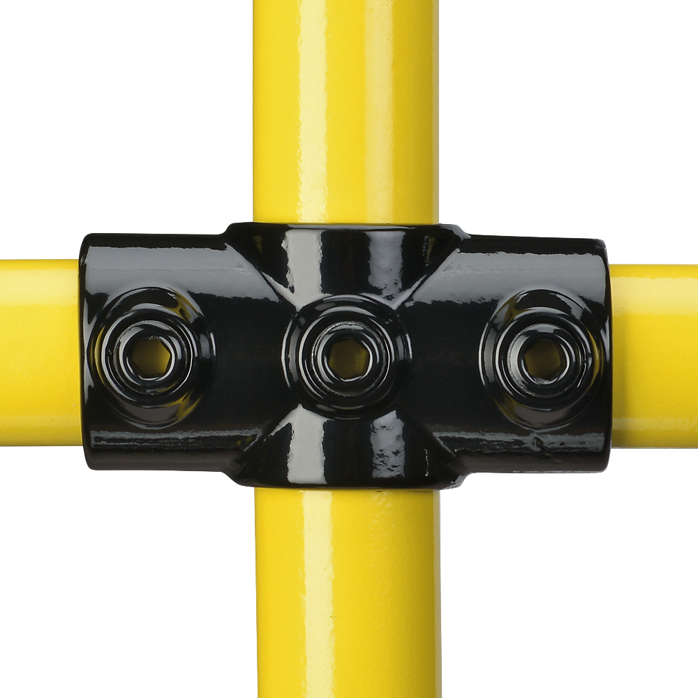 119C Black - 4 Way Middle Rail Cross - Allen Key Tube Clamp
