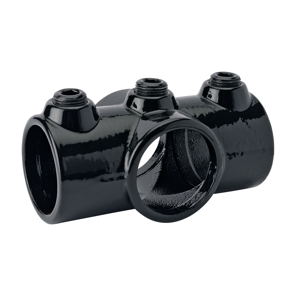 119C Black - 4 Way Middle Rail Cross - Allen Key Tube Clamp