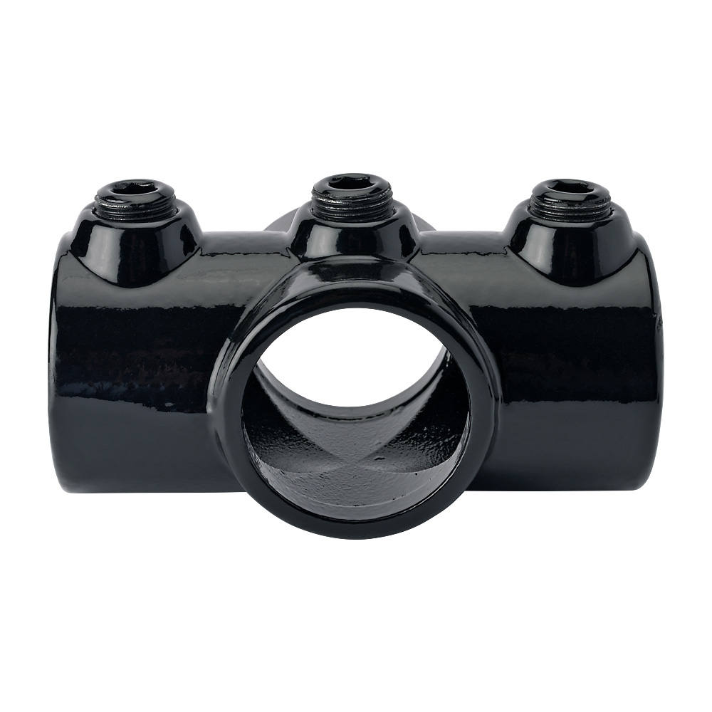 119C Black - 4 Way Middle Rail Cross - Allen Key Tube Clamp